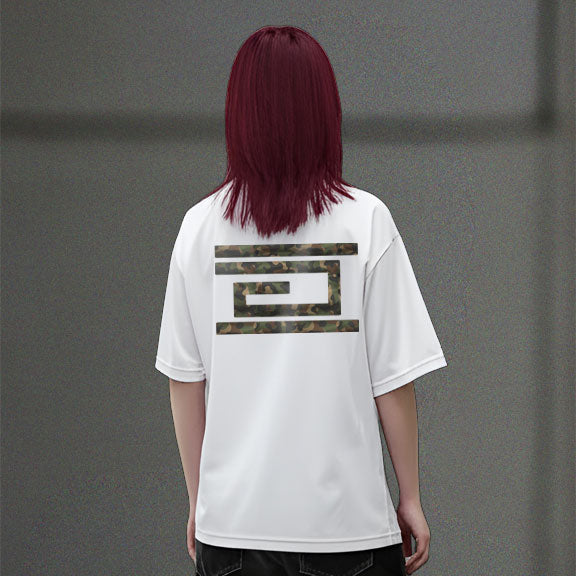 Drumcode camo print super oversized unisex t shirt in white