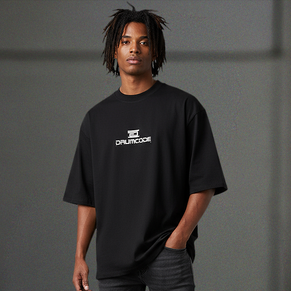 Drumcode basic logo super oversized unisex t shirt in black