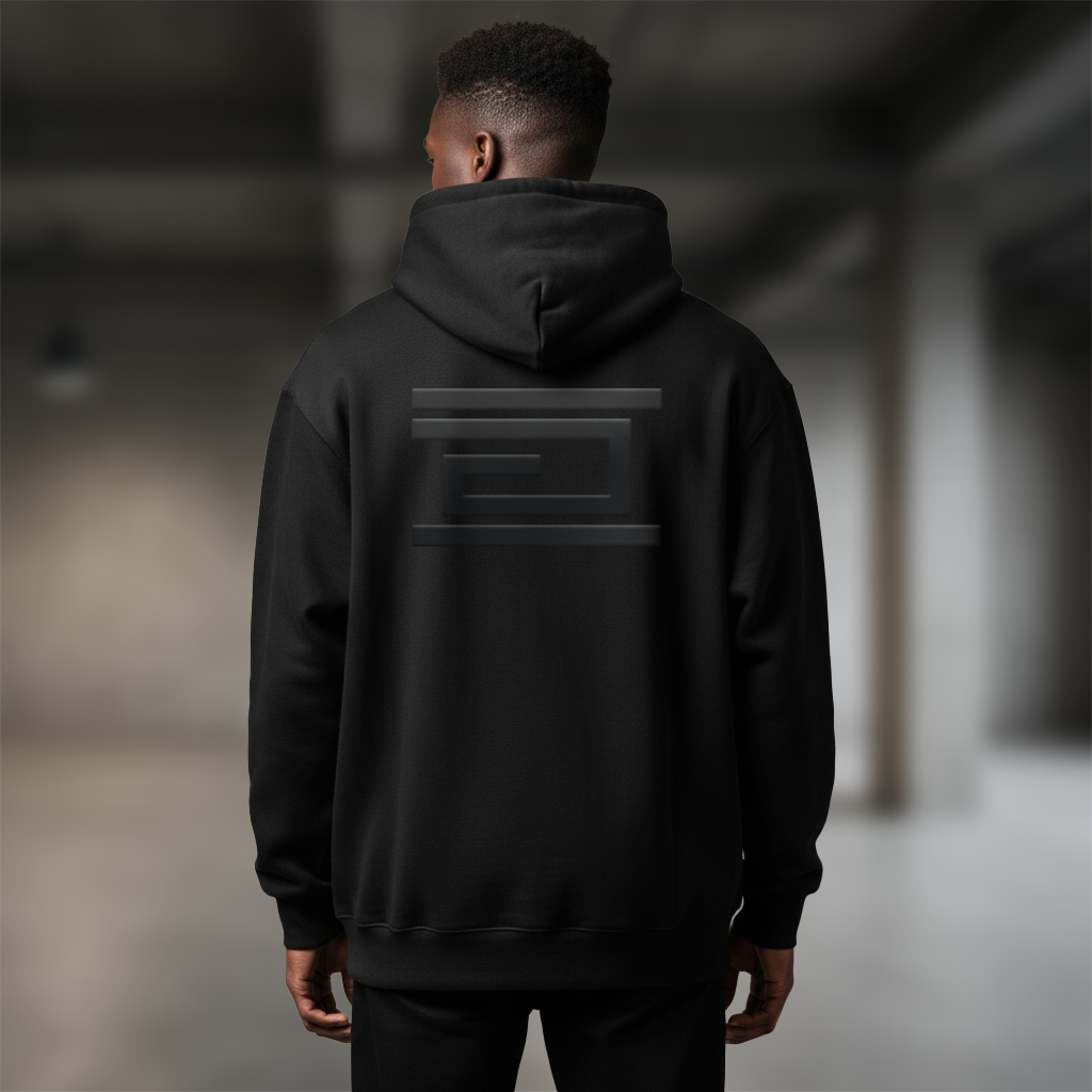 Drumcode storm grey logo pullover unisex hoodie in black
